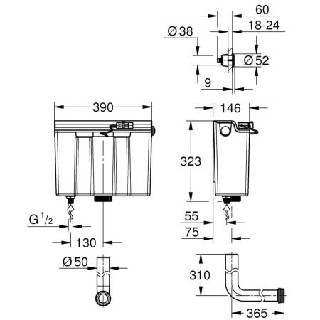 GROHE 39053000 Concealed Flushing Cistern
